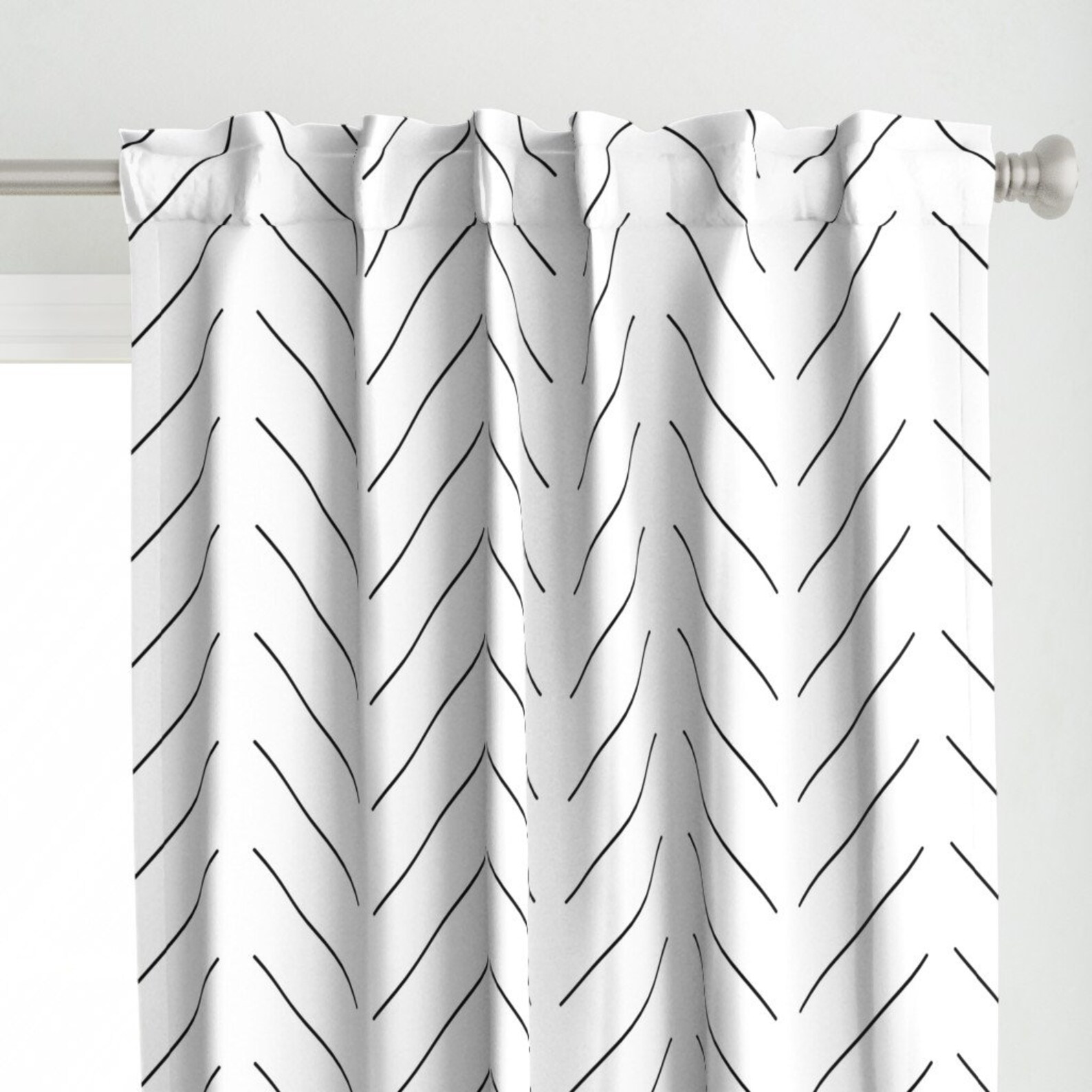 Herringbone Curtain Panel Simple Diagonal Lines by Taraput - Etsy