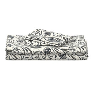Modern Damask Sheets Rochelle by Amy_maccready Black Ivory Botanical ...