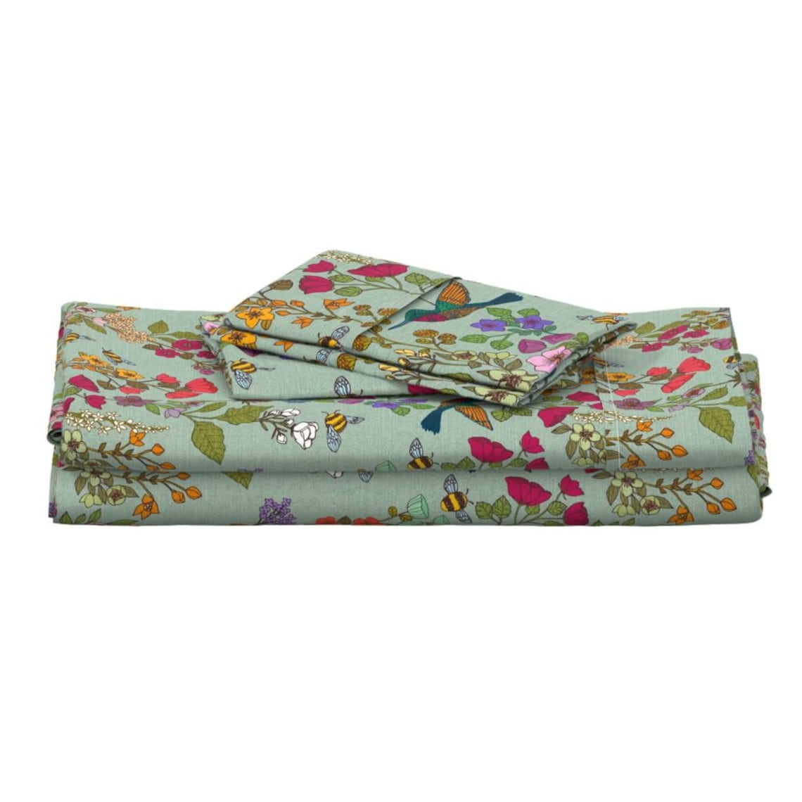 Victorian Garden Sheets - Hummingbirds and Bees by Ceciliamok ...