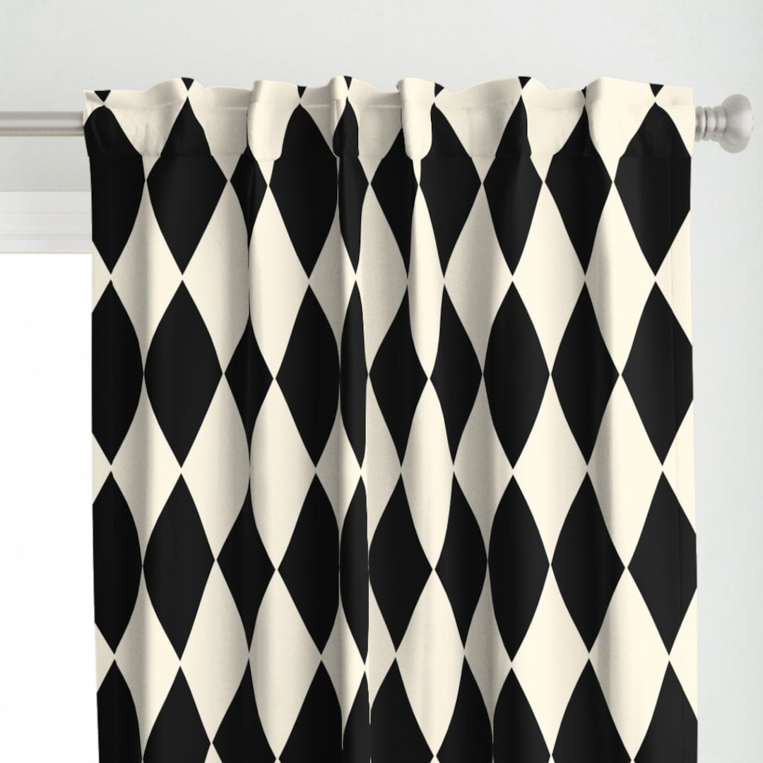 Harlequin Diamonds Curtain Panel - Cosmic Latte & Black by ...
