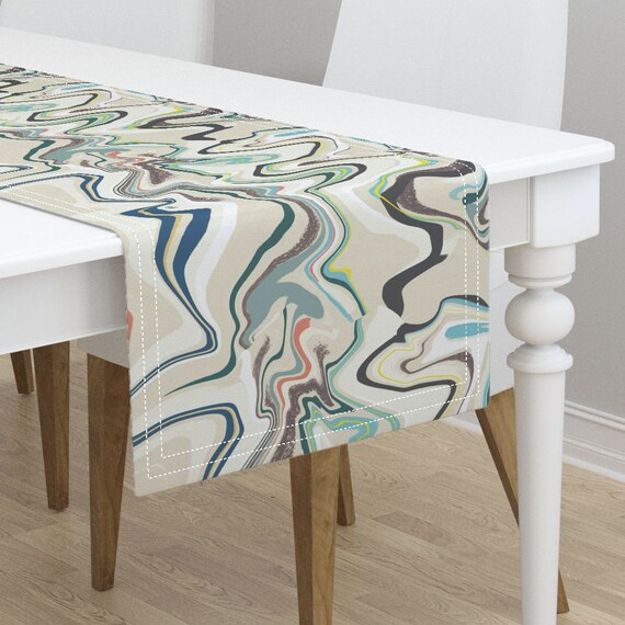 Modern Table Runner Marbled Marbles by enariyoshi Geology | Etsy