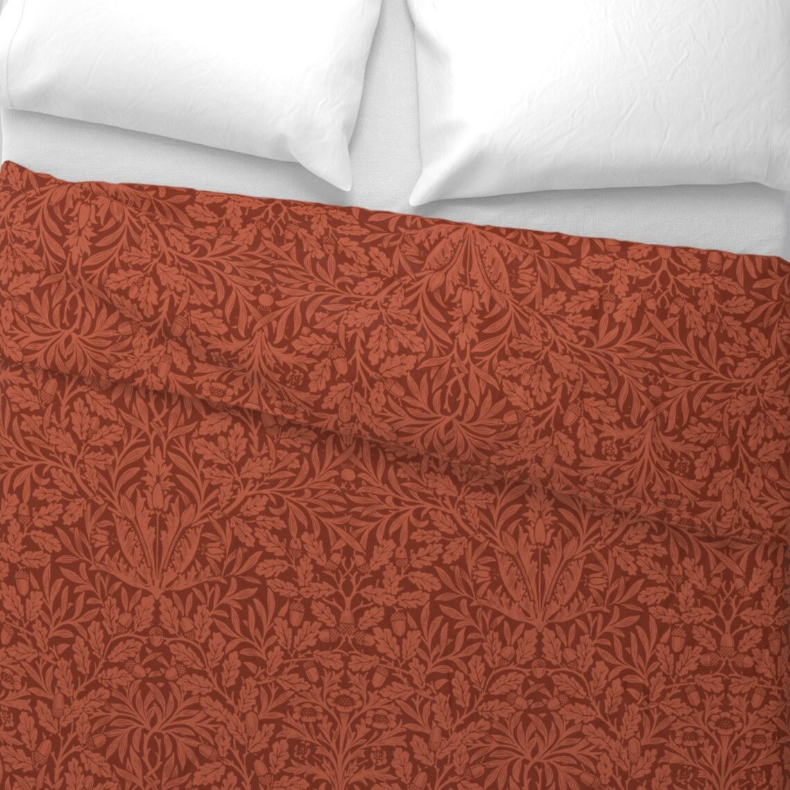 Vintage Damask Bedding - Acorn Persimmon by Salvagescapes - Rust Art ...