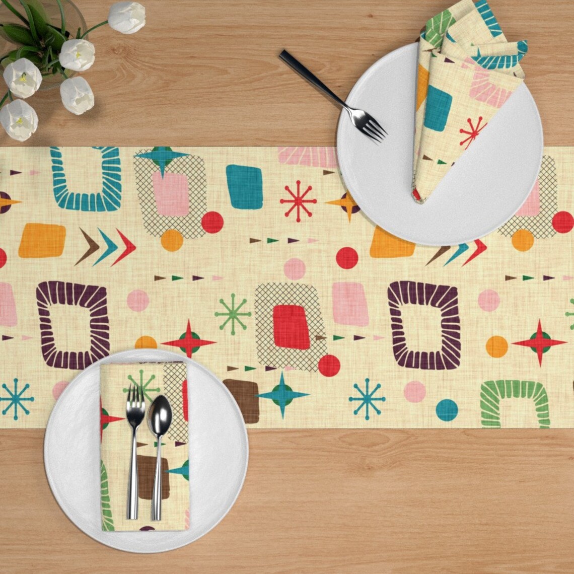 Retro Mod Table Runner 1950s Atomic Pattern by Bruxamagica - Etsy