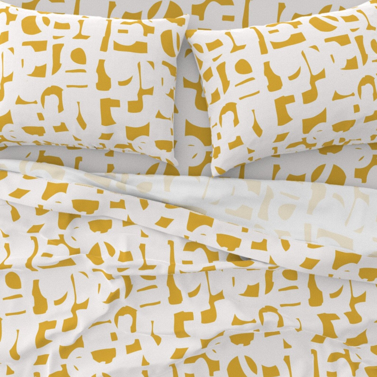 Modern Sheets Mustard Shapes by Louisemargaret Abstract - Etsy