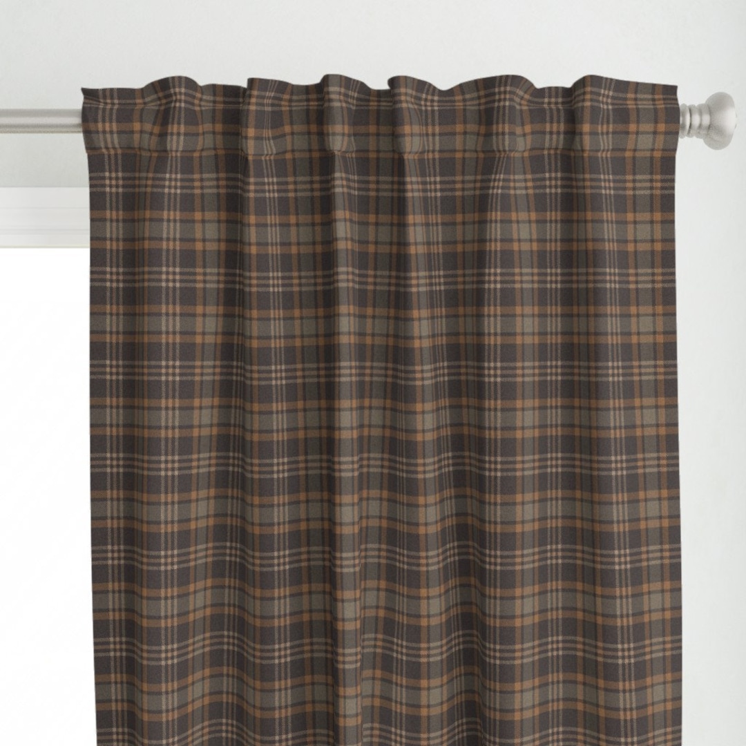 Brown Plaid Curtain Panel - Rich Harvest Plaid by Shellyturnerdesigns ...