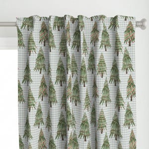 Christmas Trees Curtain Panel - Pine Tree Rustic Winter Farmhouse ...