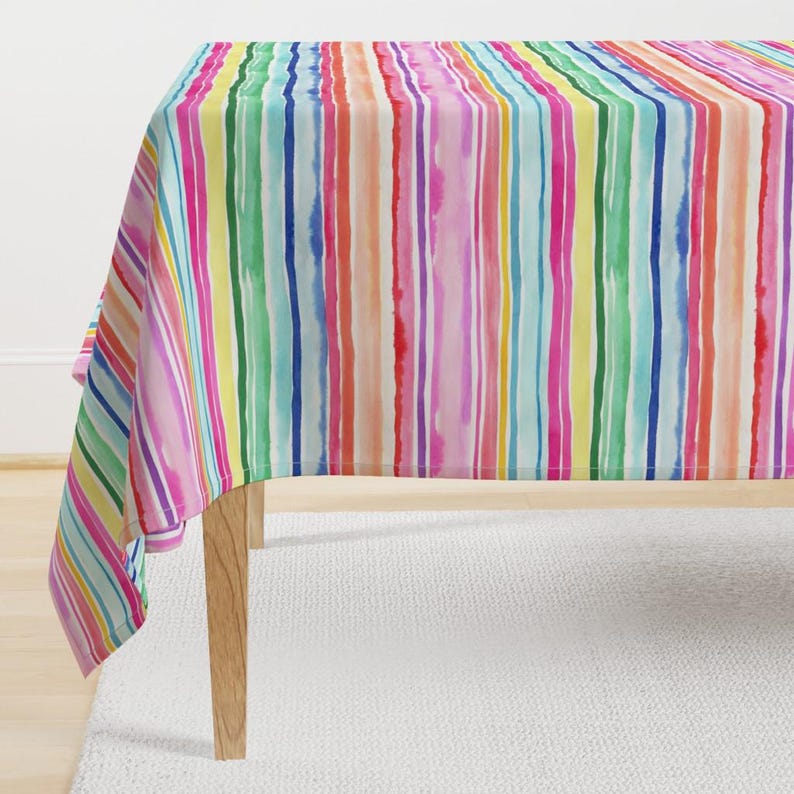 Watercolor Stripe Tablecloth - Colorful Stripe by Ninola-design ...