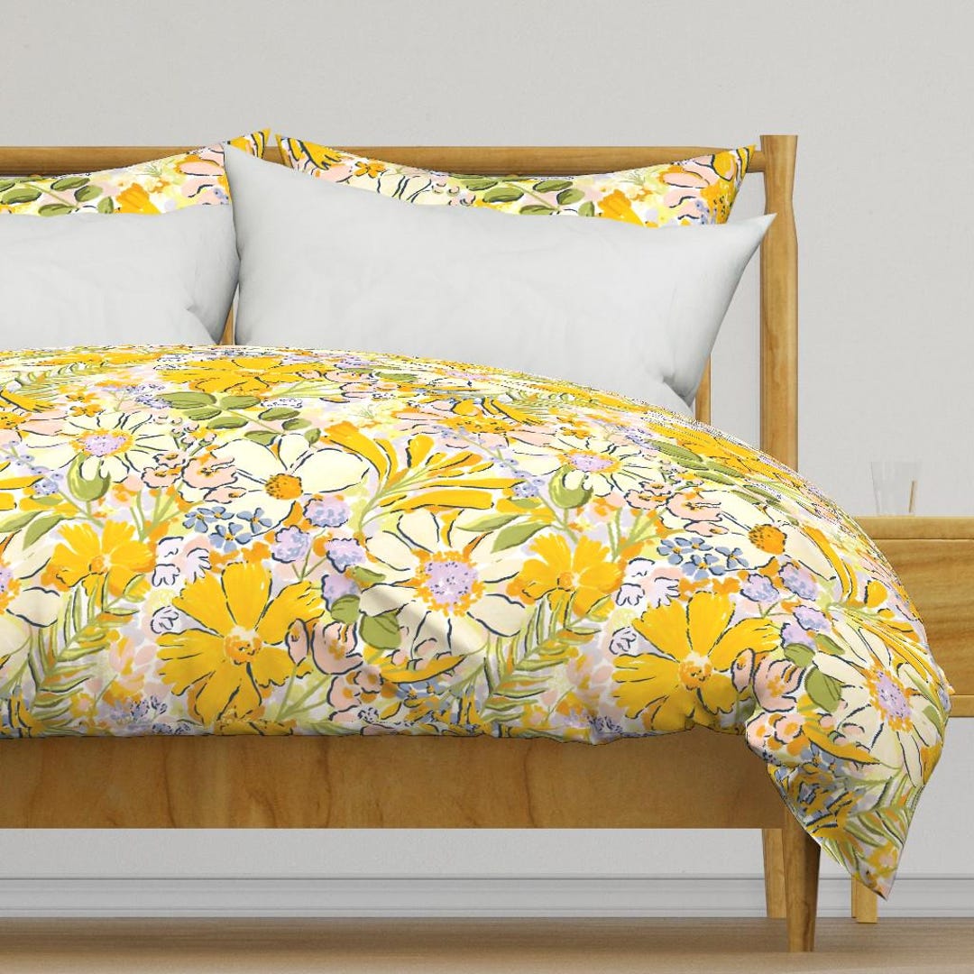 Sunny Yellow Floral Bedding - Garden Party by Fineapple_pair - Lavender ...