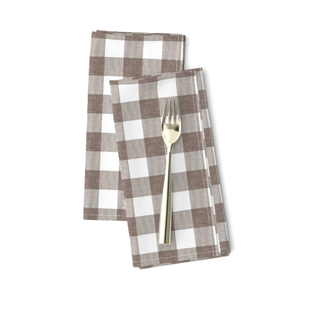Brown Buffalo Check Dinner Napkins set of 2 Brown Plaid by - Etsy