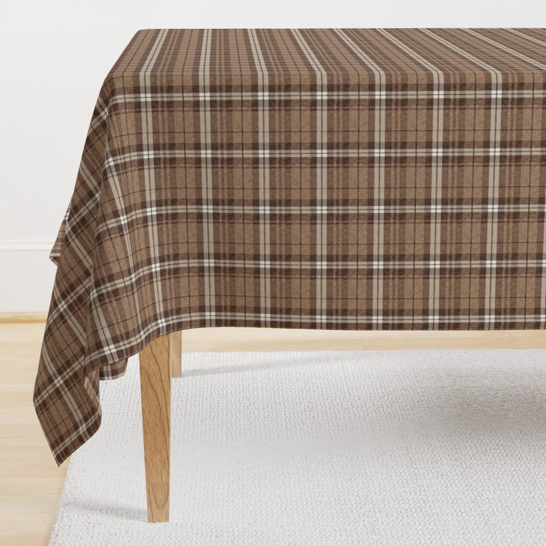 Neutral Plaid Tablecloth - Fall Plaid Brown by Littlearrowdecor - Fall ...