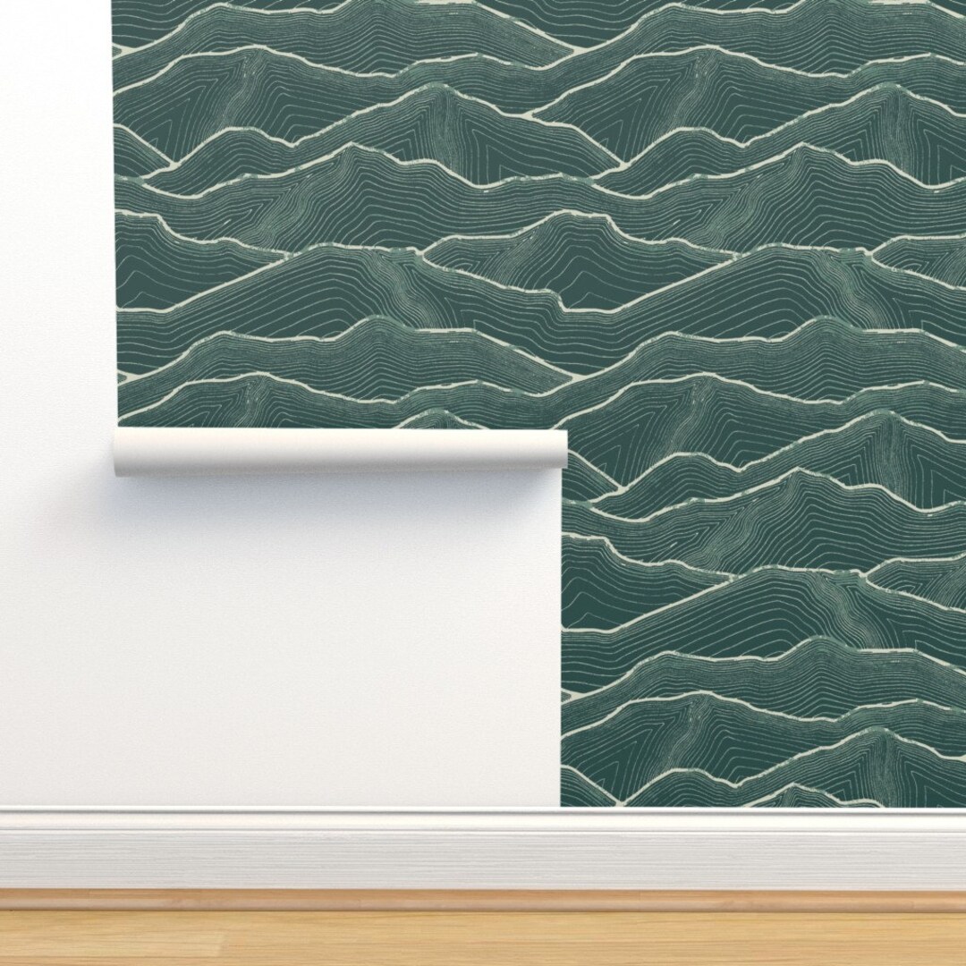 Forest Green Non-pasted Wallpaper Mountain Outdoor Map Ridges ...