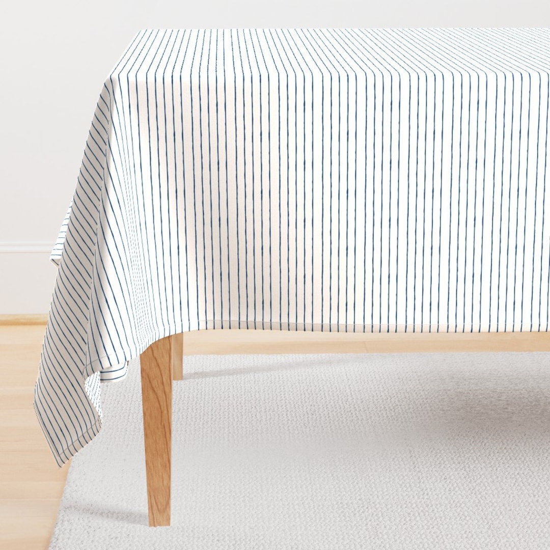Thin Stripes Tablecloth Swim Lane Stripe in White Navy by Alib Nautical ...