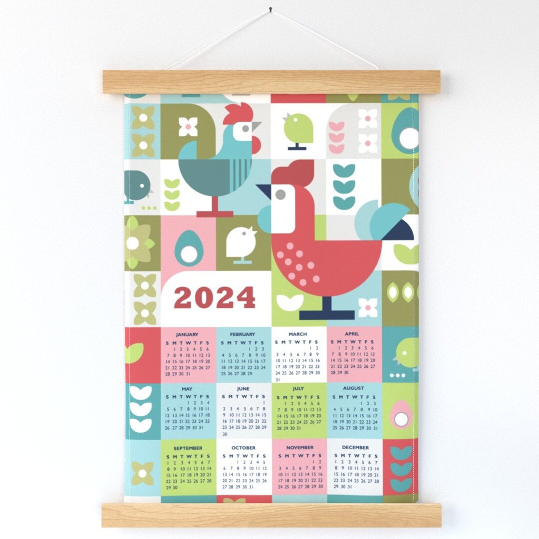 Mid Century Wall Hanging 2024 Vintage Chicken Calendar by - Etsy