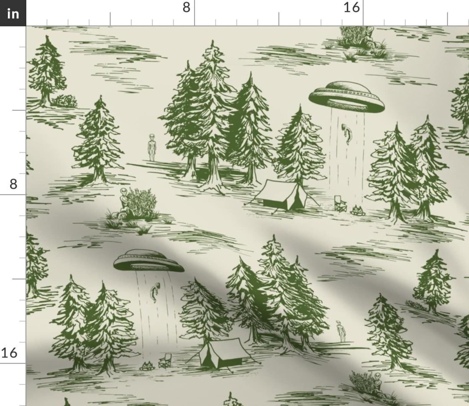 Alien Abduction Tea Towels Set of 2 - Toile De Jouy Ufo Outer Space ...