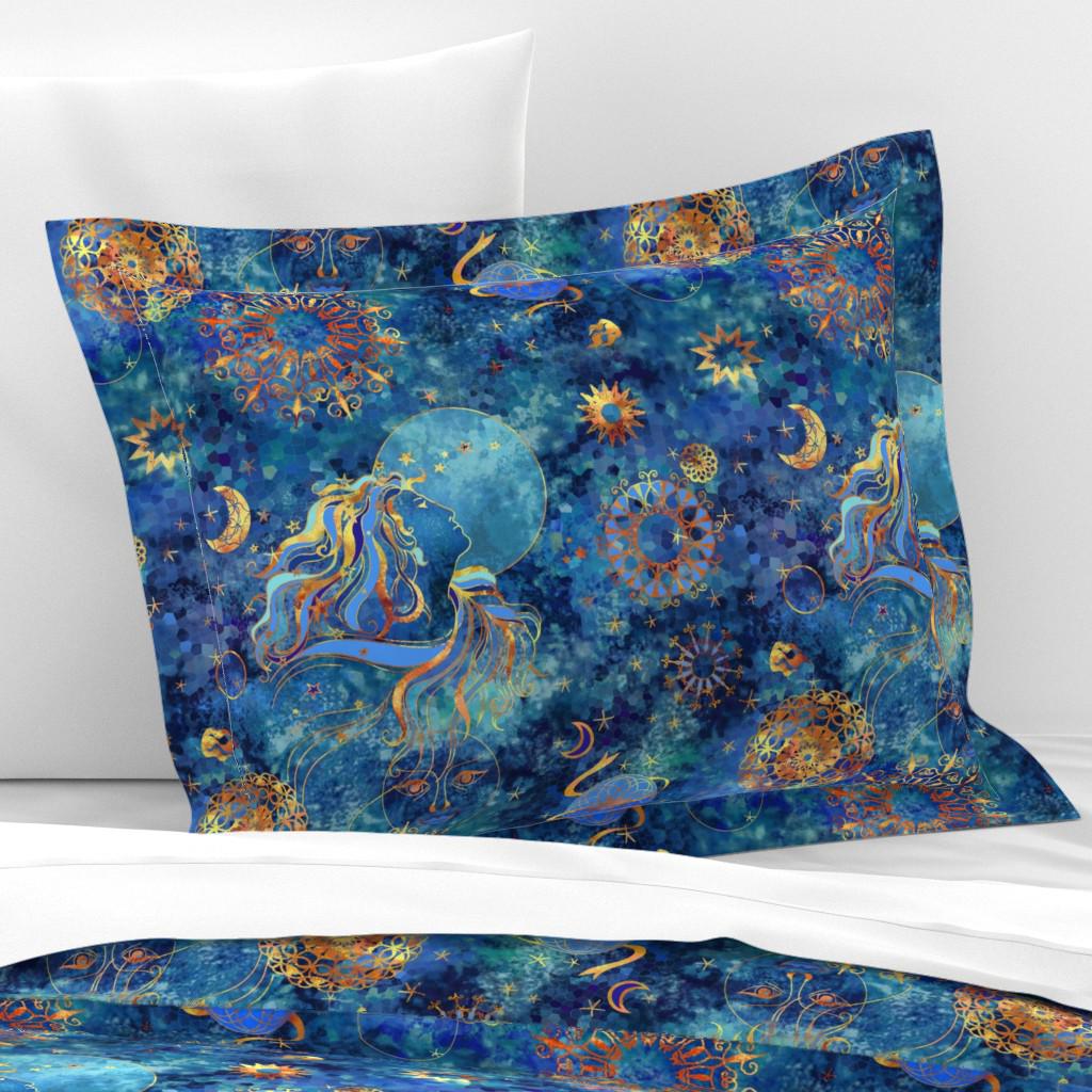 Celestial Watercolor Bedding - Blue Moon by Designed_by_debby - Night ...