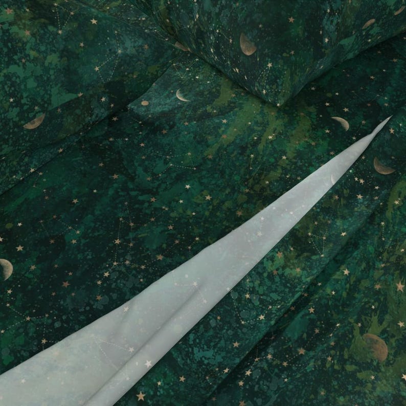 Celestial Sky Sheets - Dark Green Galaxy by Rebecca_reck_art - Emerald ...