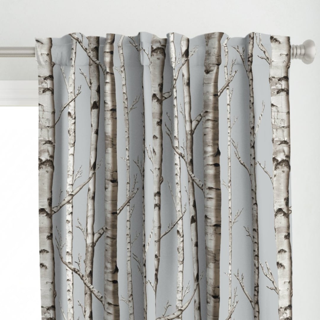 Birch Tree Curtain Panel - Birch Grove in Whitestone by ...