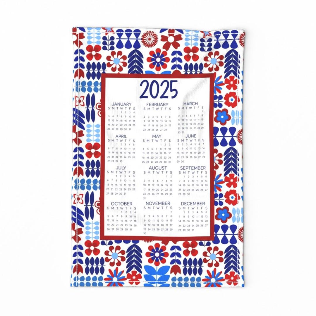 2025 Calendar Tea Towel - 2025 Calendar Scandi by Kristeninstitches ...