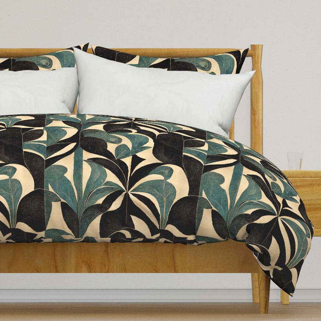 Art Deco Bedding - Geometric Leaves by Enfullence - Leaves Botanical ...
