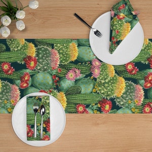 Succulent Table Runner Tropical Cactus Flowers by Sveta_aho - Etsy