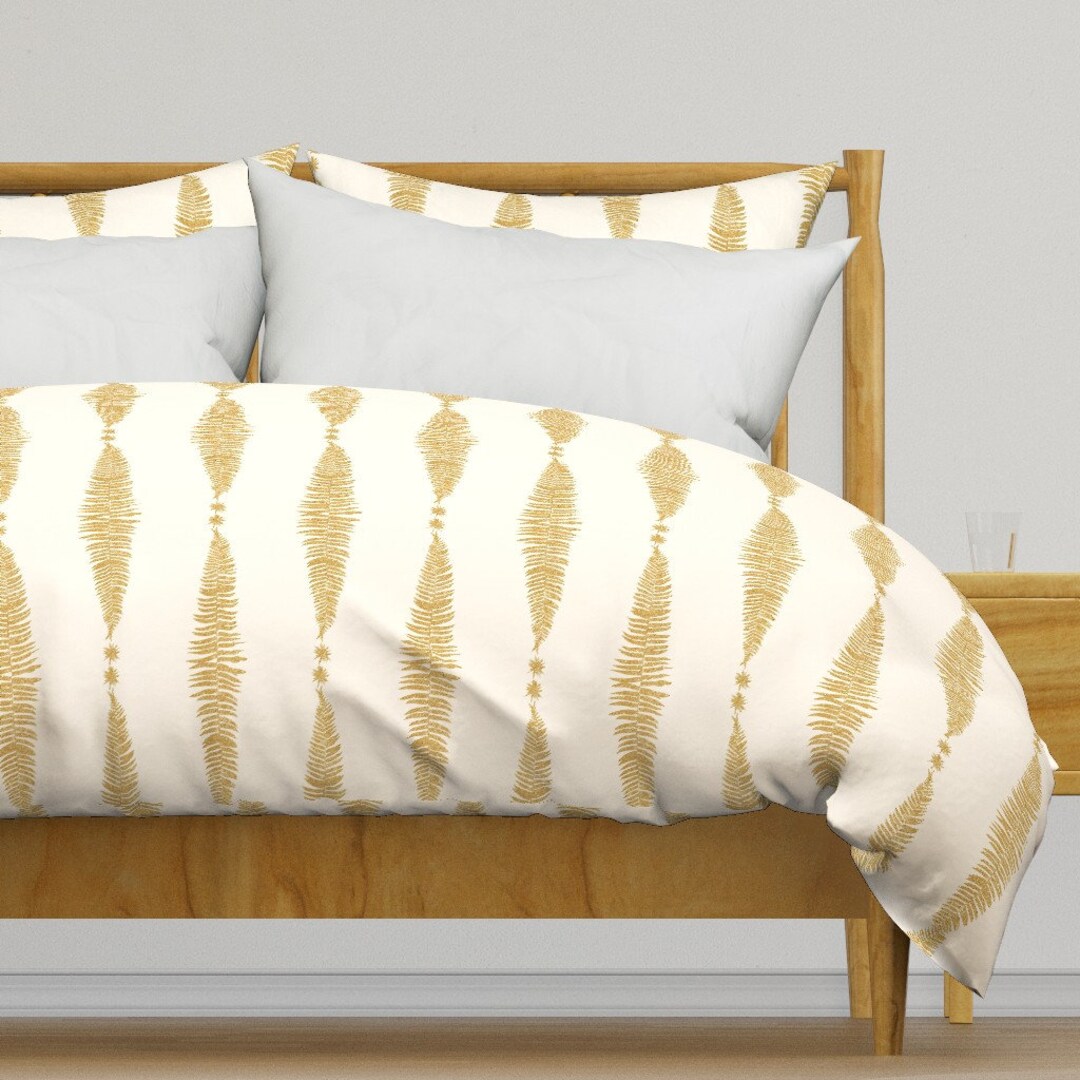 Gold Ferns Bedding Fern Leaf on Cream by Etienne Botanical - Etsy