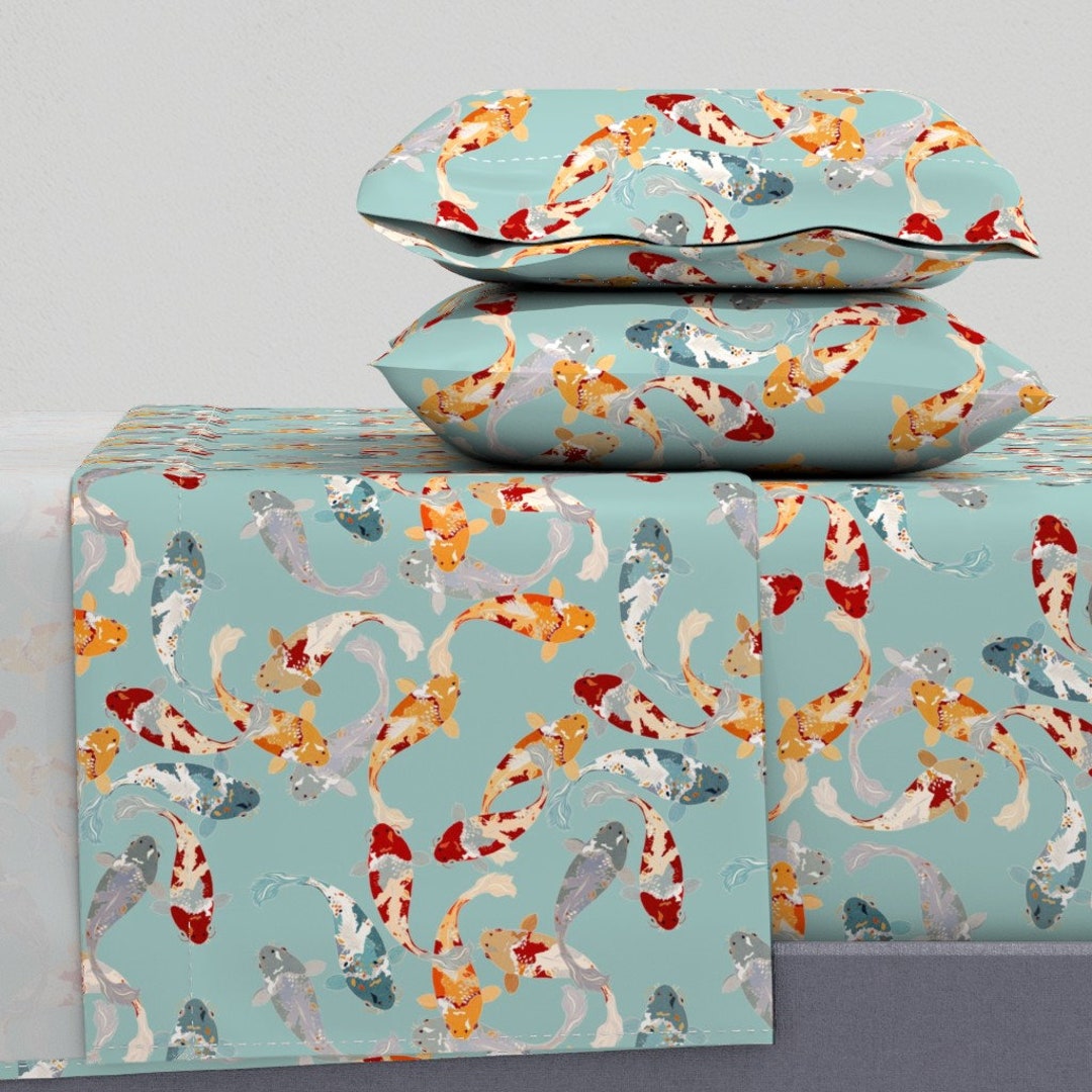 Japanese Koi Fish Sheets Koi Fish Pond by Onesweetorange Ornamental ...