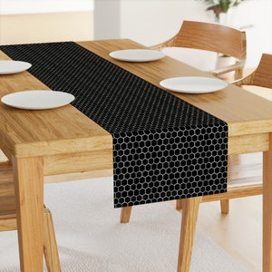 Honeycomb Table Runner - Black and White Hexagon by Bohobear - Beehive ...
