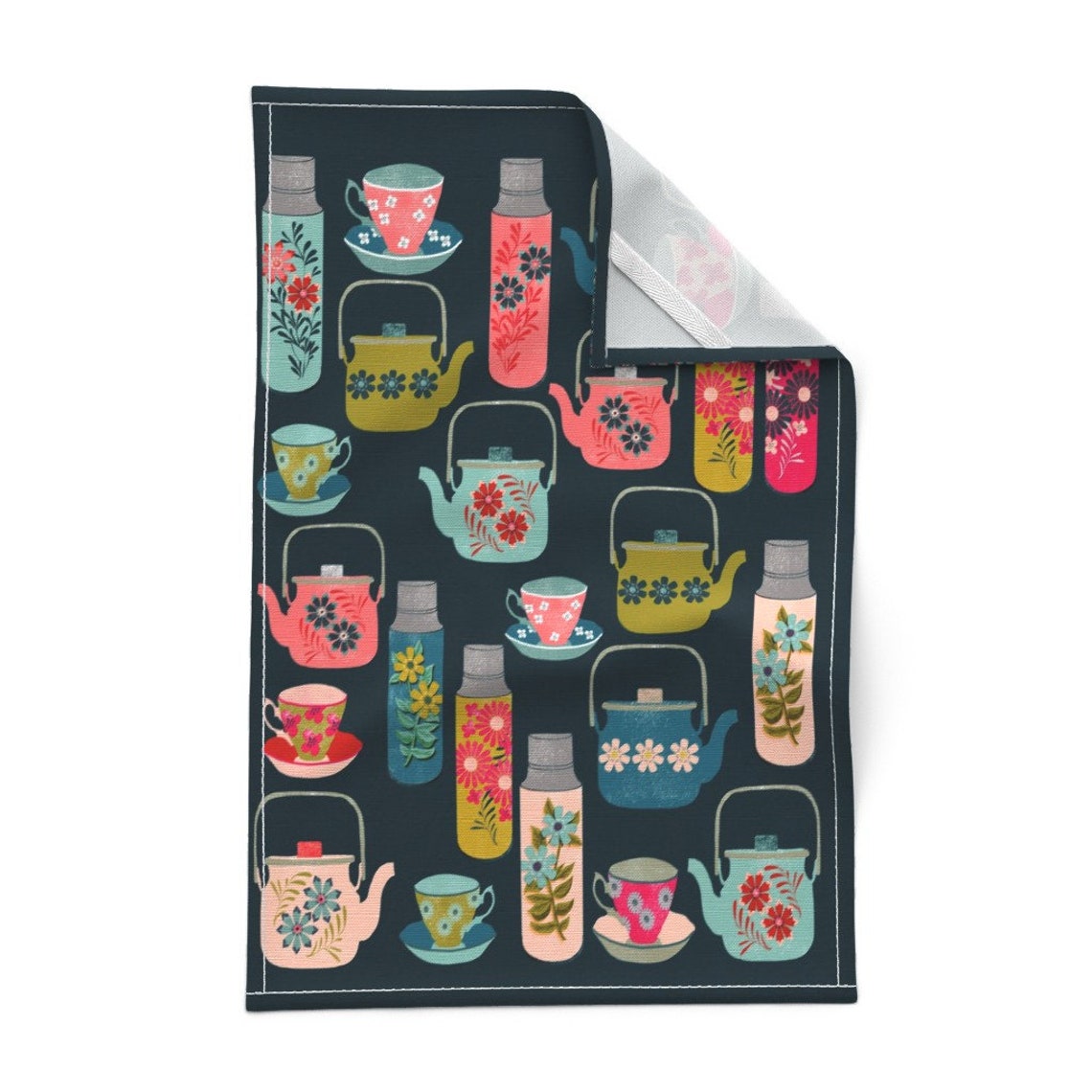 Retro Tea Towel - Vintage Style Kitchen by Andrea_lauren - Teacup ...