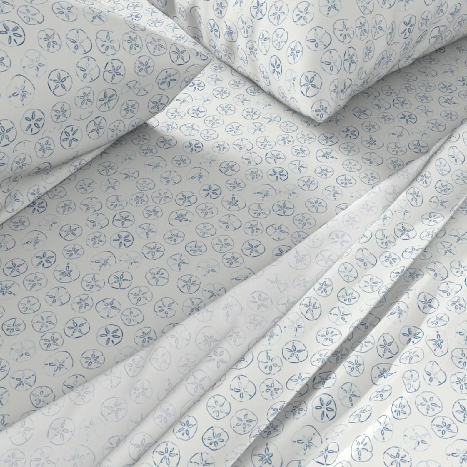 Blue Sand Dollar Sheets - Sand Dollar by Kamides - Coastal Nautical ...