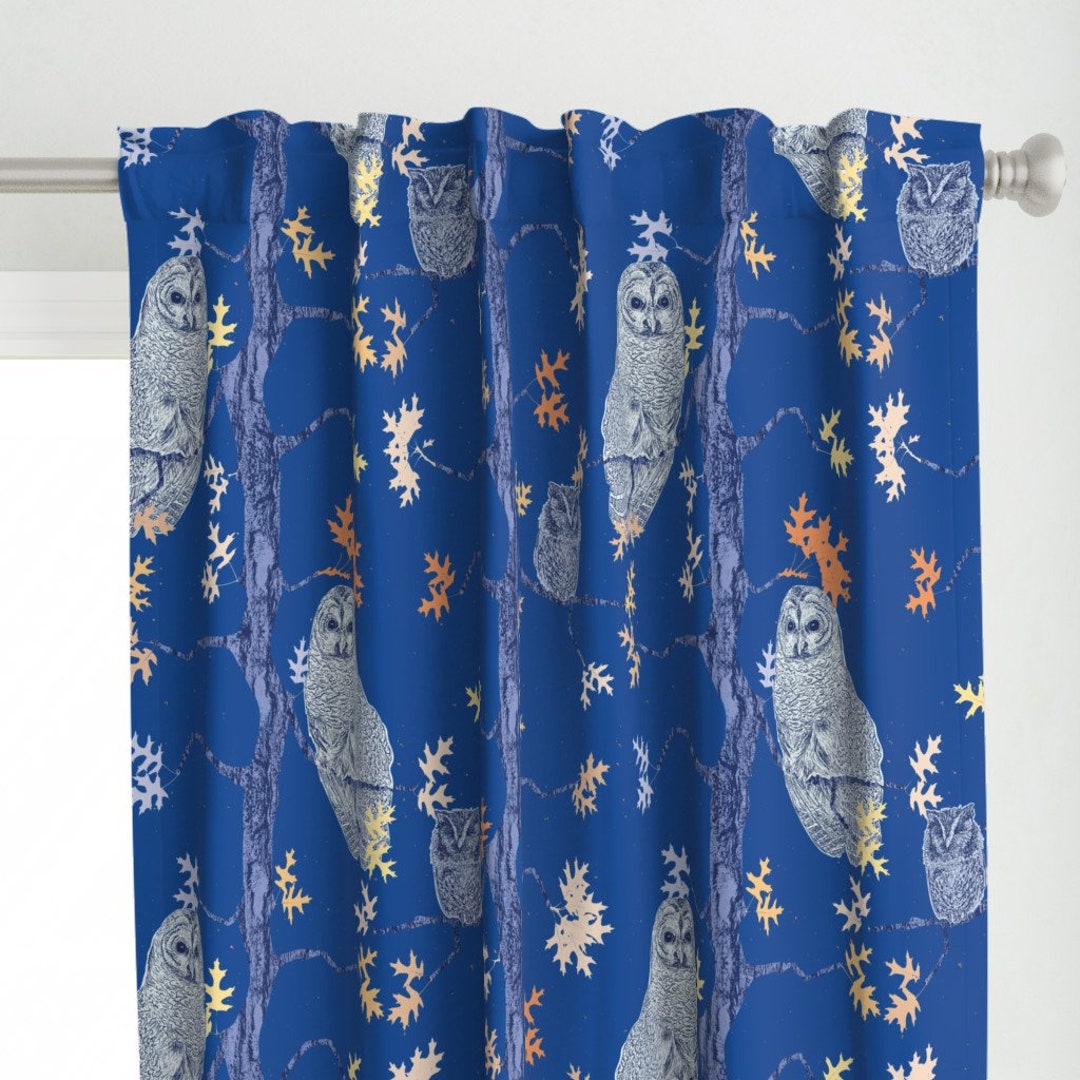 Woodland Owls Curtain Panel Twilight Owls by Bearmooseandbunny Night ...