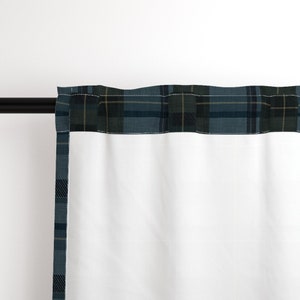 Dark Blue Check Curtain Panel - Navy Blue Gray Winter Fall Autumn ...