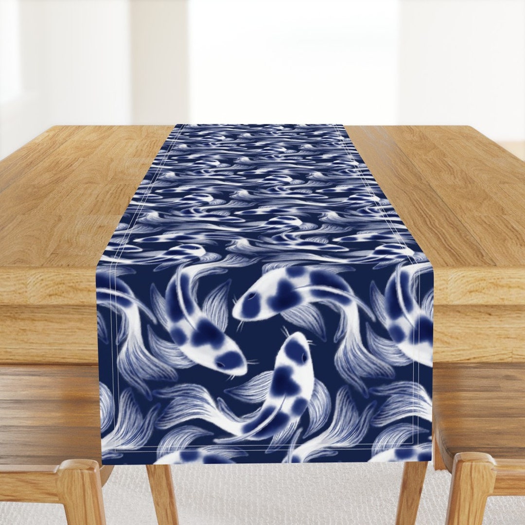 Indigo Carp Table Runner - Shibori by New_branch_studio - Shibori ...