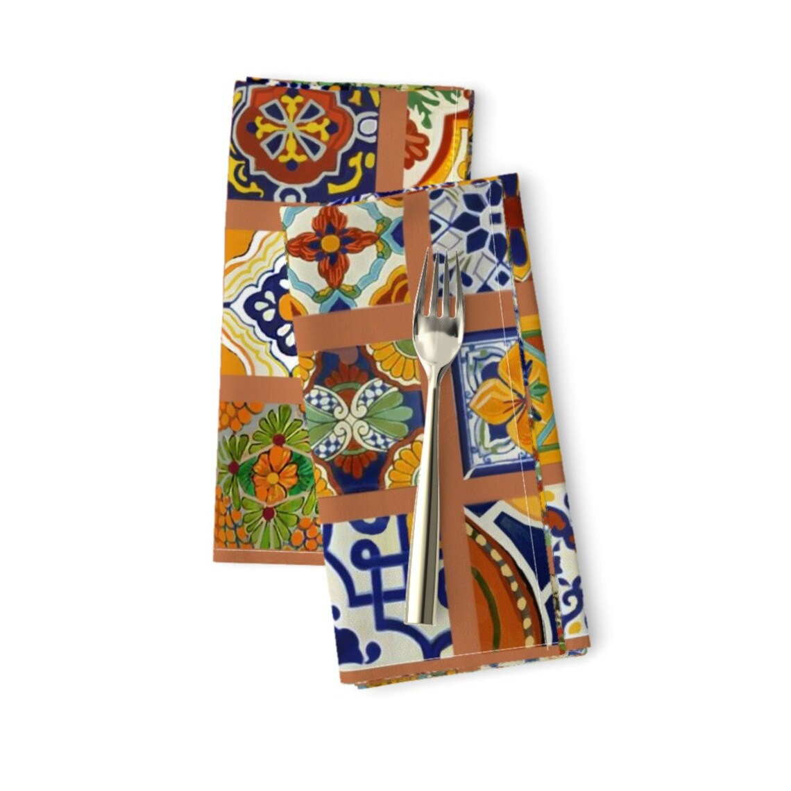 Pottery Dinner Napkins set of 2 Talavera Mexican Tiles by | Etsy