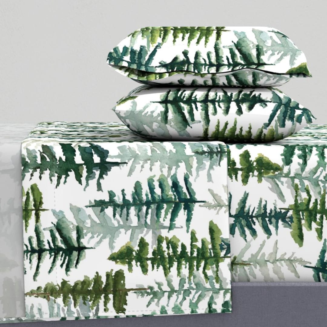 Watercolor Forest Sheets - Firs and Pines by Ivieclothco - Woodland ...