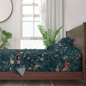 Bohemian Floral Sheets - Fable Floral Teal by Nouveau_bohemian - Boho ...