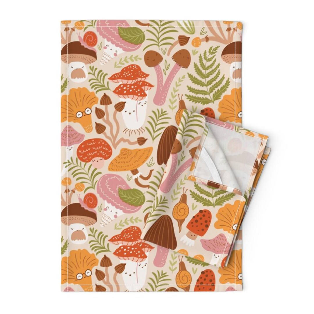 Cute Tea Towels set of 2 Cute Mushrooms by Alenkakarabanova Nature ...