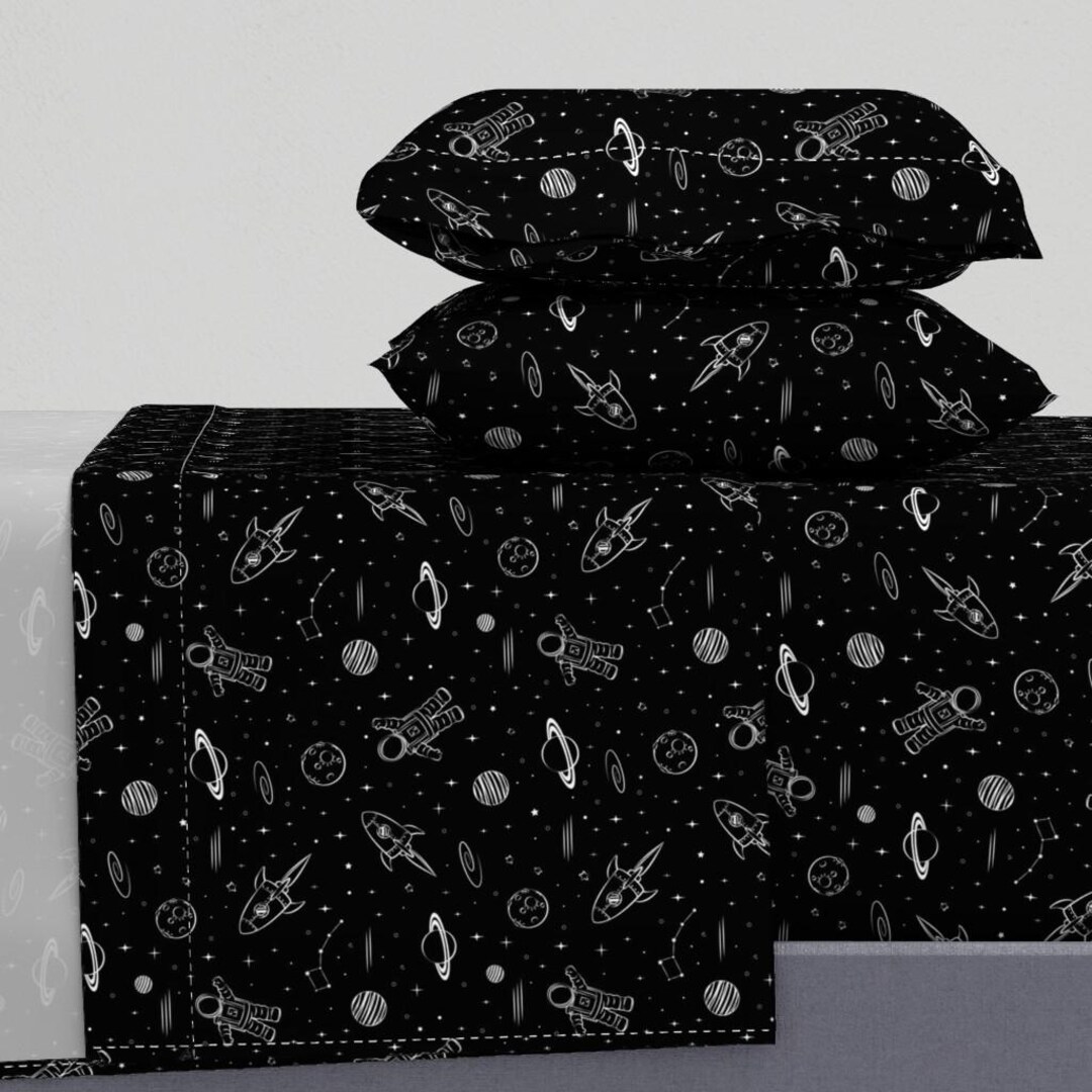 Space Sheets - Monochrome - Space Print (black) by Littlearrowdesign ...
