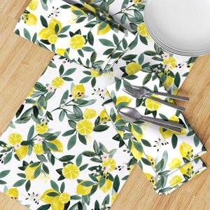 Citrus Table Runner Dear Clementine Lemons by Crystal_walen Lemons Leaves Flowers Branches Mod ...