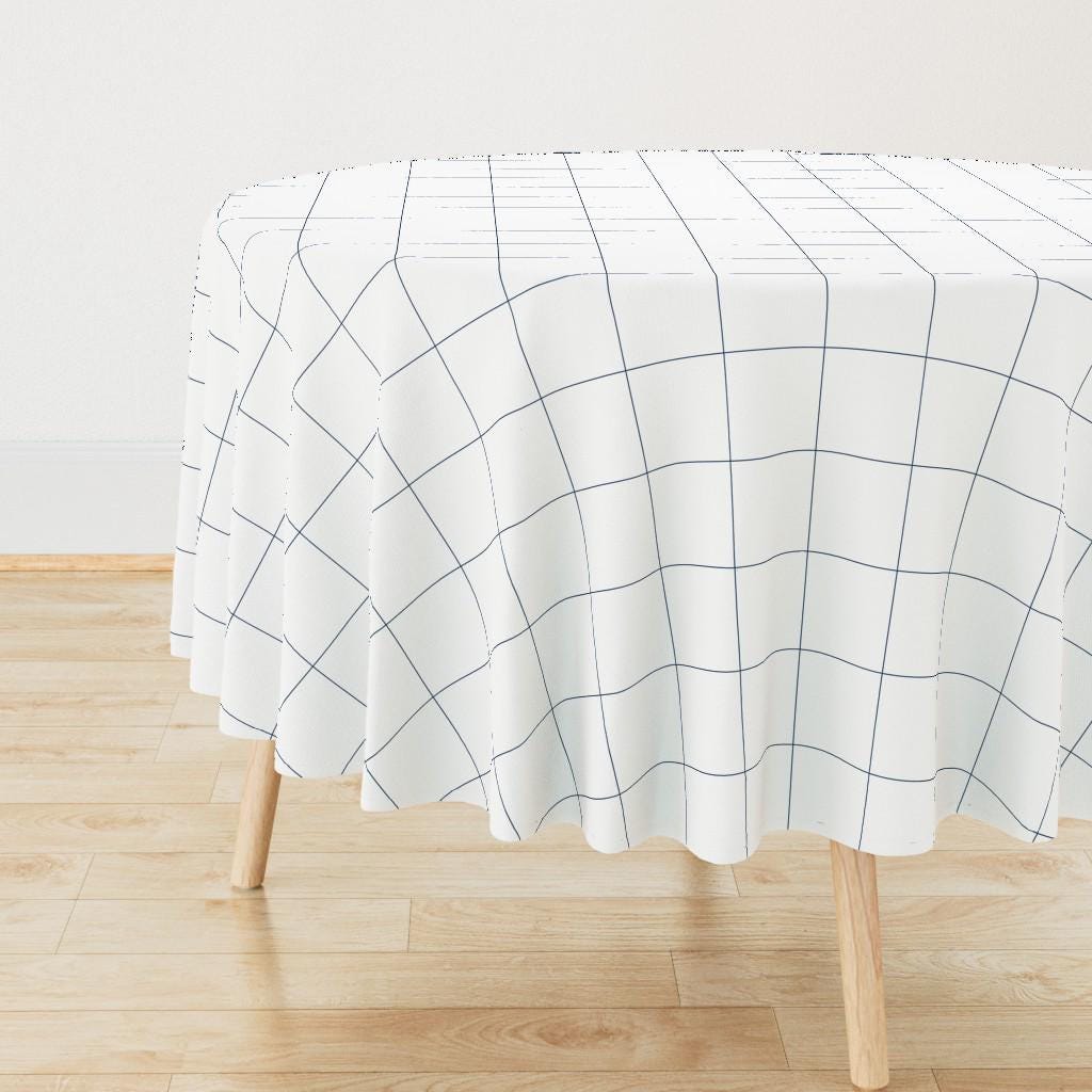 Grid Tablecloth - 4" Grid in Navy by Sweeterthanhoney - Modern Squares ...