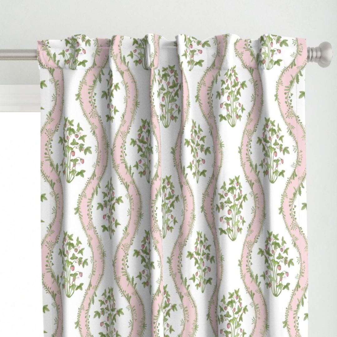 Victorian Garden Curtain Panel - Grandmillennial Cottagecore Stripe ...