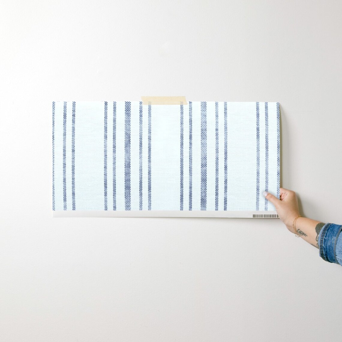 Blue French Ticking Non-pasted Wallpaper Farmhouse - Aegean Ticking ...