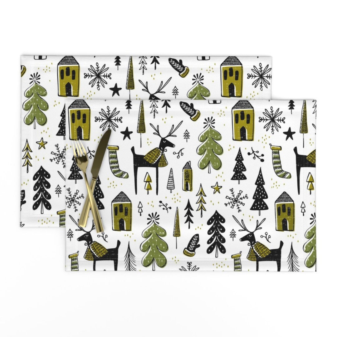 Winter Placemats set of 2 Wonderland Christmas White by - Etsy