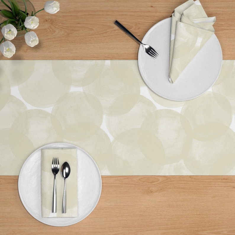 Neutral Table Runner Huge Watercolor Dots by Friztin - Etsy