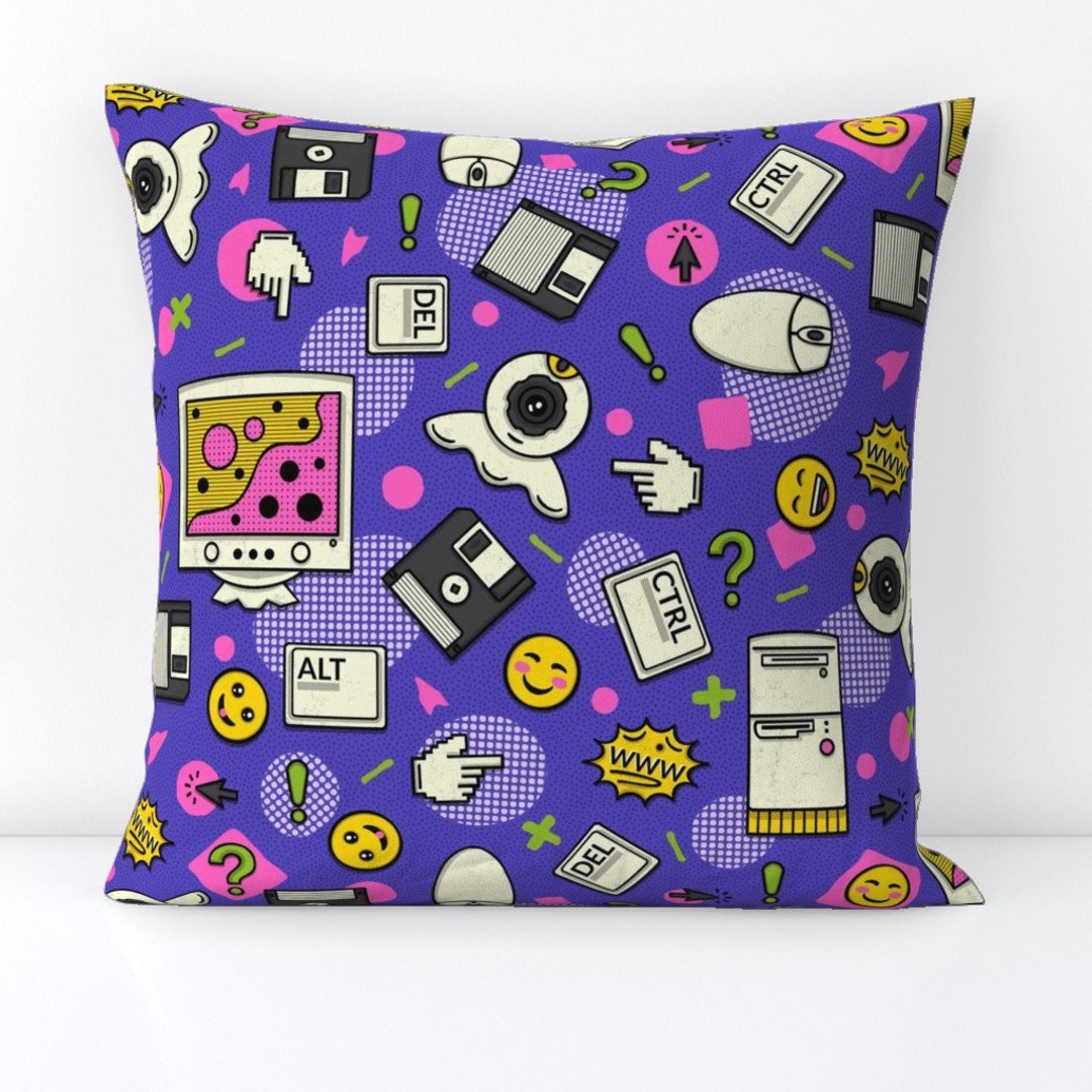 Retro 1990s Throw Pillow - Y2k Retro Computer by Simplulina - Computers ...