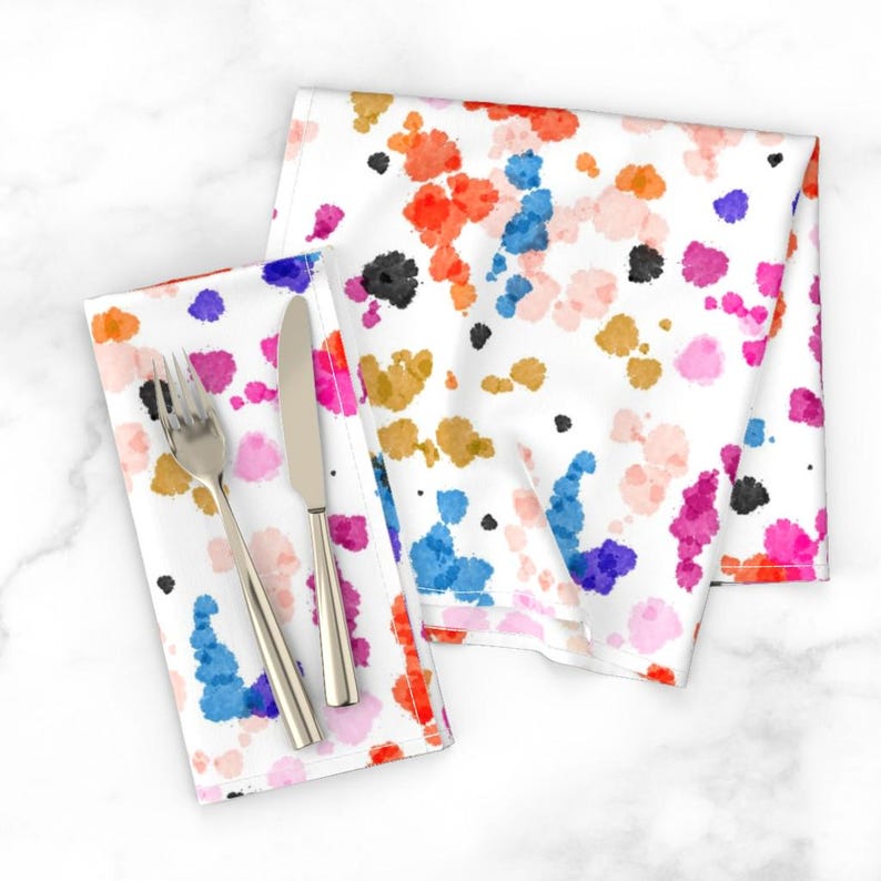 Watercolor Splatter Dinner Napkins Set of 2 - Pride Rainbow Ink Spot ...