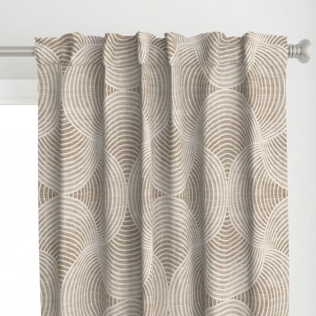 Modern Geometric Curtain Panel - Geometric Grace Taupe by Kimsa - Earth ...