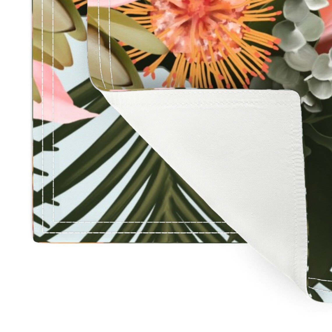 Tropical Placemats set of 2 Tropical Floral on Blue by | Etsy