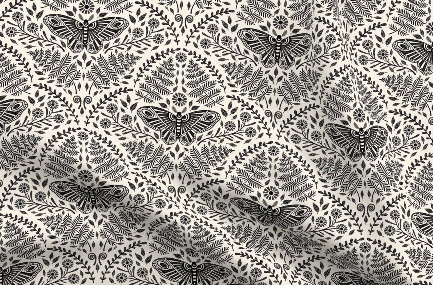 Dark Boho Sheets - Luna Moth Damask by Katanti - Witchy Moody Luna Moth ...