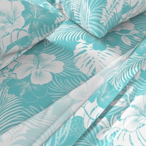 Tropical Sheets Aloha Nui Light Turquoise by Kadyson Blue Jumbo ...