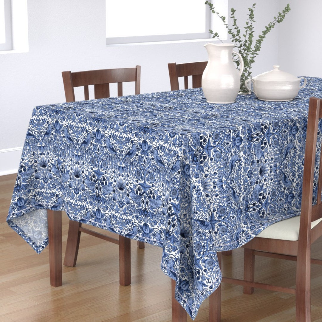 William Morris Tablecloth Strawberry Thief Blue by - Etsy
